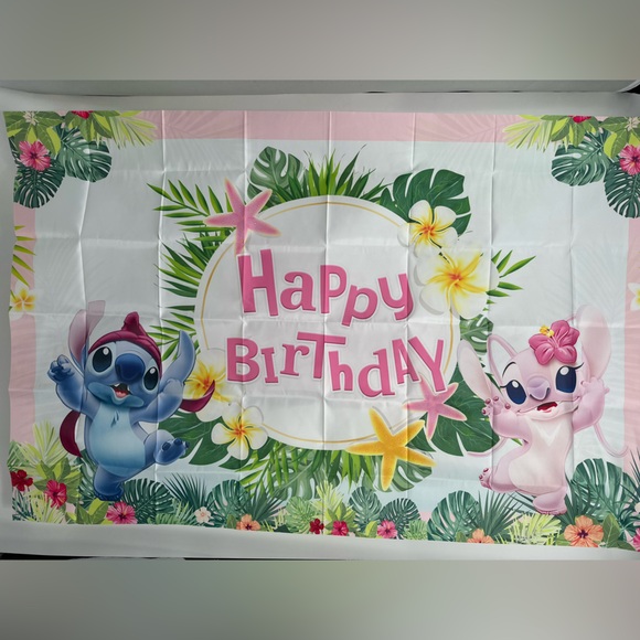 Party Supplies | Stitch Happy Birthday Backdrop Banner 5x3ft | Poshmark